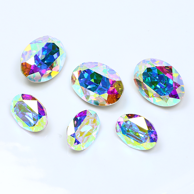 pointed back oval crystal AB rhinestones for jewelry accessories
