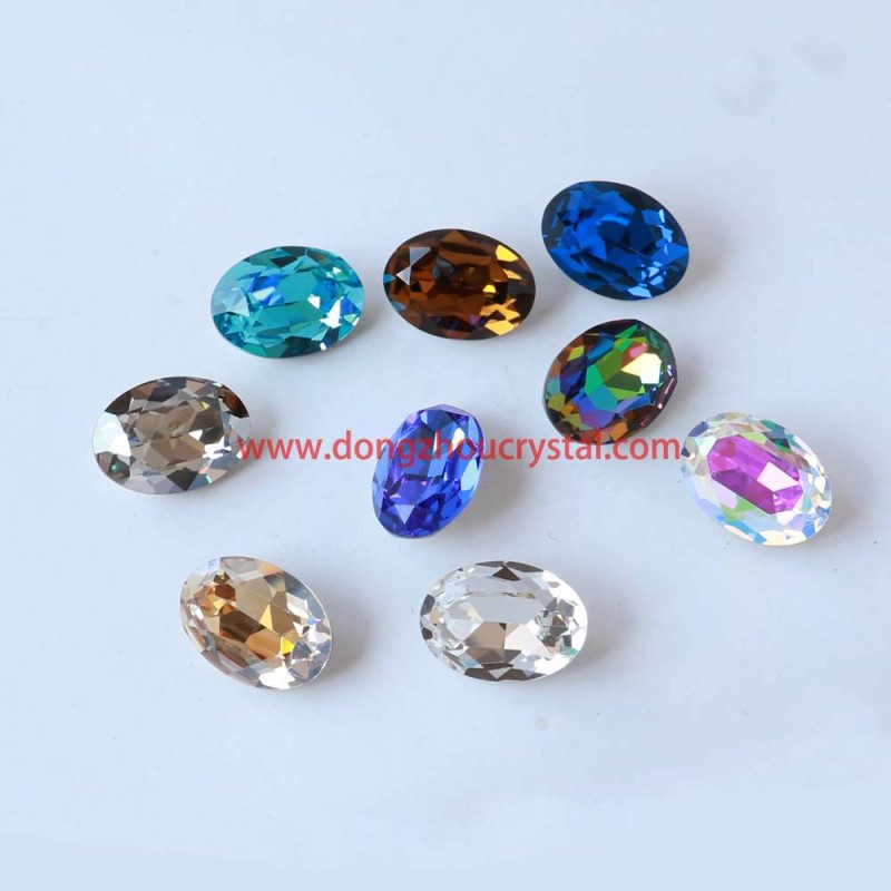 pointed back oval shape crystal fancy stone for jewelry accessories